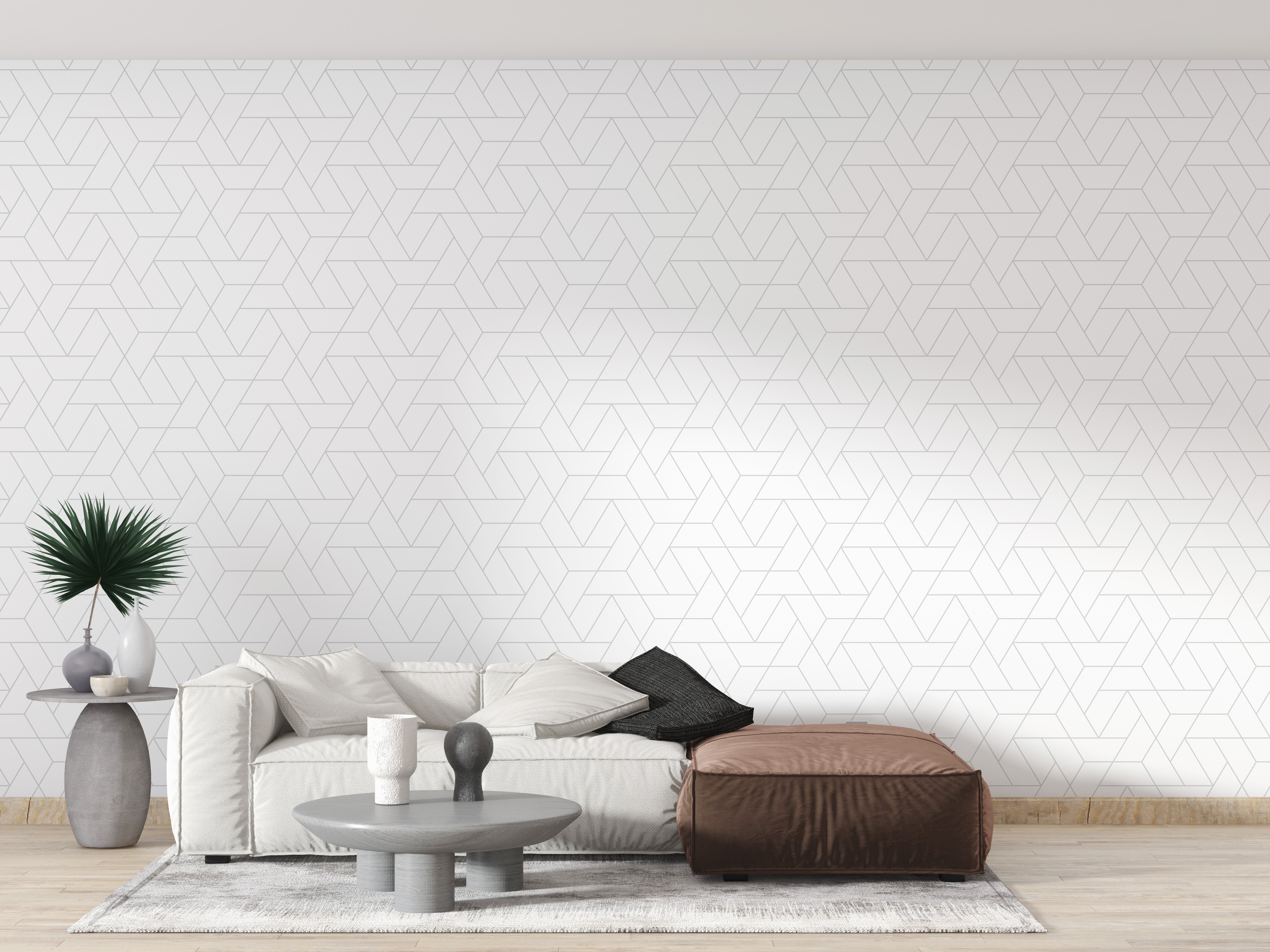 Order Contemporary White Grid Geometric Wallpaper for Walls